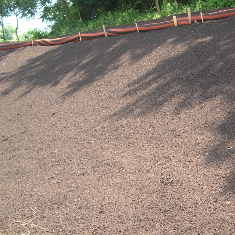 Compost Erosion Control Blanket on slope with Compost Filter Sock at ...